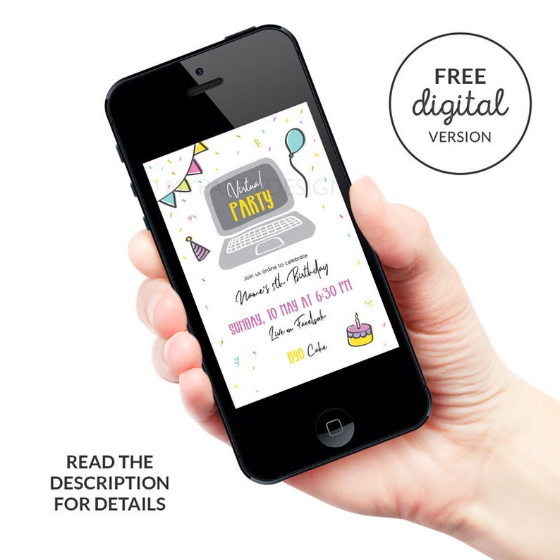 Virtual Birthday Invitation Zoom Party Invite Quarantine - Etsy