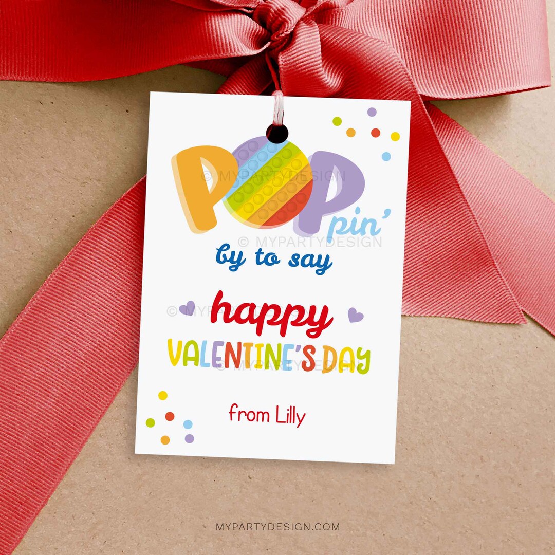 Poppin' by Valentine's Day Tag, Kids Valentine Cards for Classroom, Pop ...