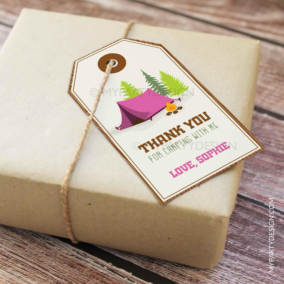 Camping Favor Tags, Camp Party Decorations, Thank You Tags, Girl ...