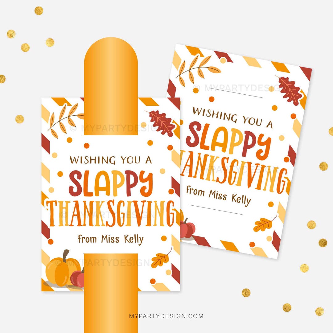 Thanksgiving Slap Band Tag, Slappy Thanksgiving Gift Label for Students ...