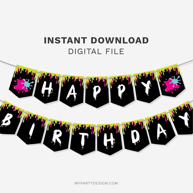 Slime Birthday Banner Slime Party Decorations Slime Happy | Etsy