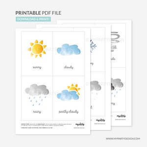 Printable Weather Flash Cards, Learn the Weather, Homeschool Early ...