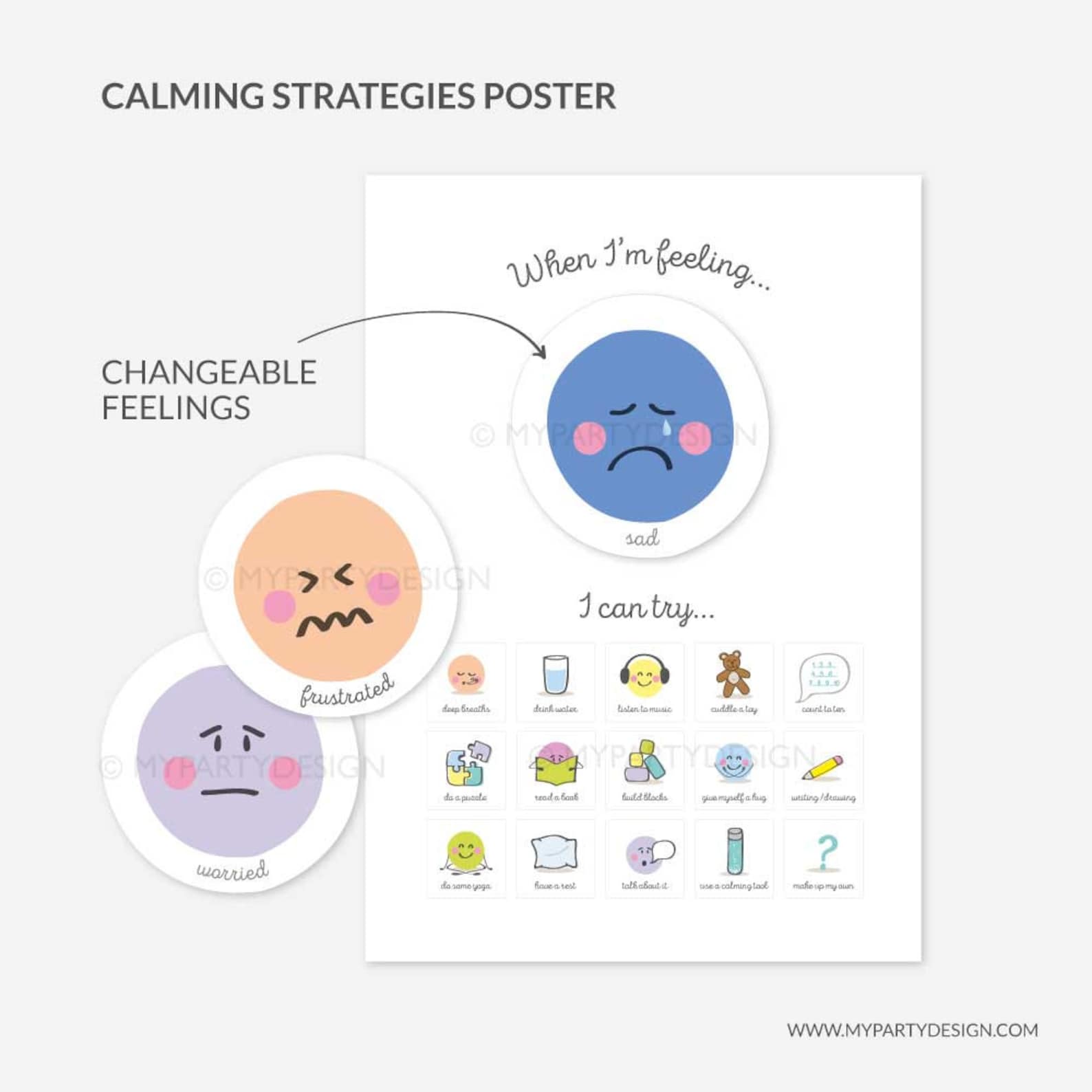 Calm Down Corner Kit for Kids Printable Emotional Regulation - Etsy