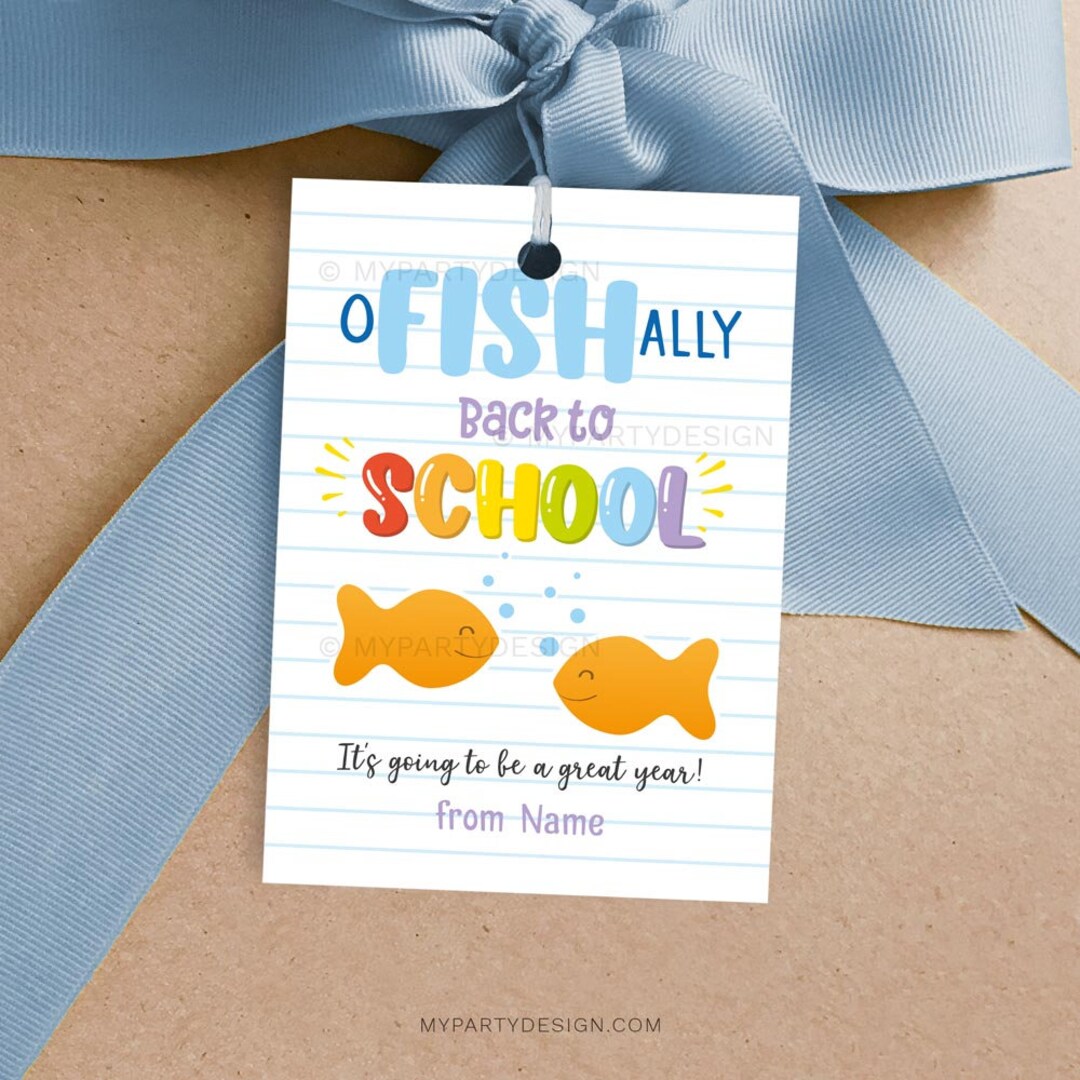 Ofishally Back to School Tag, Fish Snack Labels, First Day of School ...