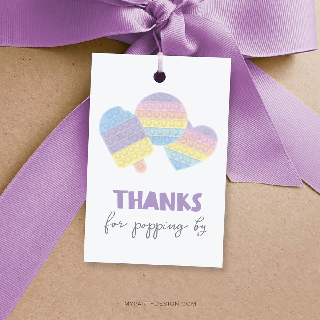 Pop Toy Party Favor Tags, Thanks for Popping by Thank You Labels ...
