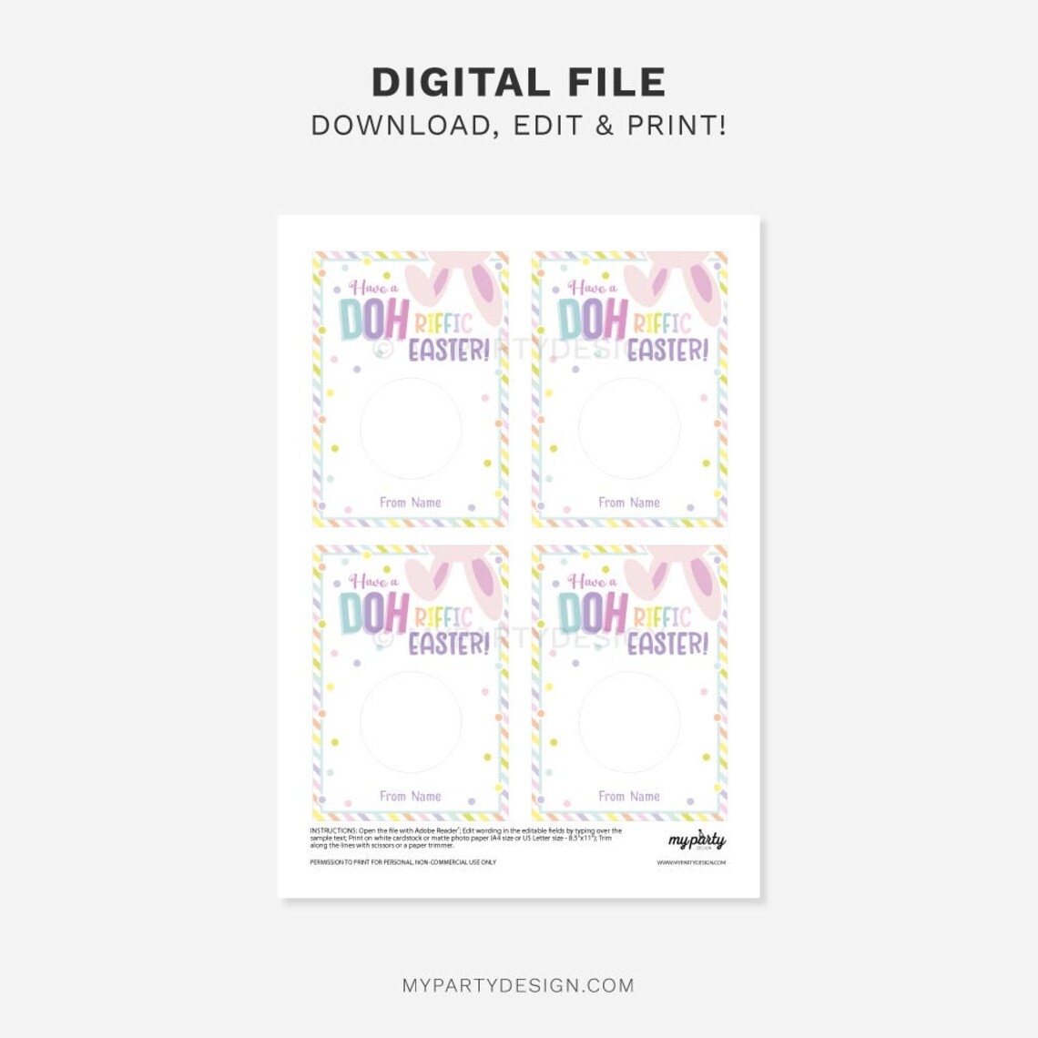 Doh-riffic Easter Cards, Play Dough Easter Tag for Classroom, Kids ...