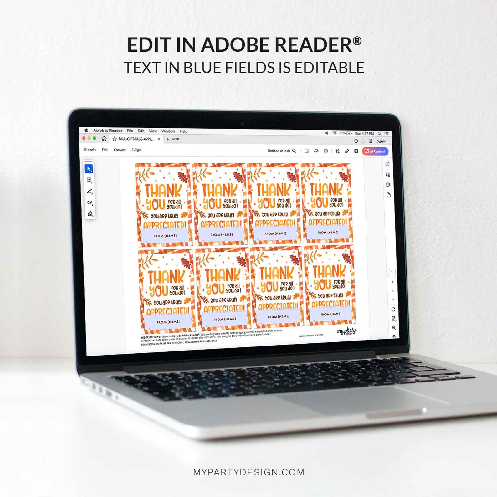 Fall Appreciation Gift Tag, Thank You Label for School Staff, Team or ...