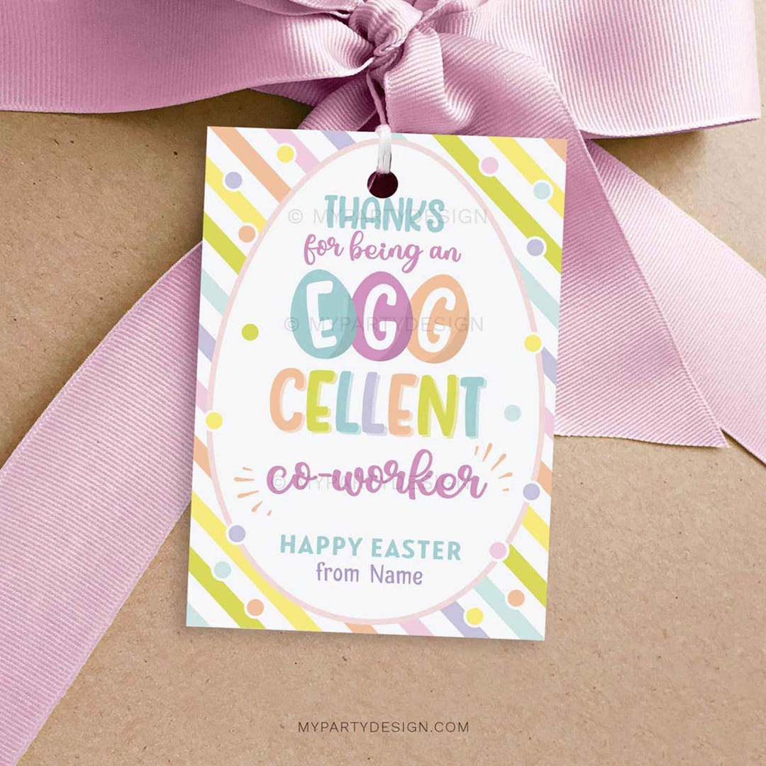 Eggcellent Coworker Easter Tag, Co-worker Easter Favor Gift Tags, Work ...