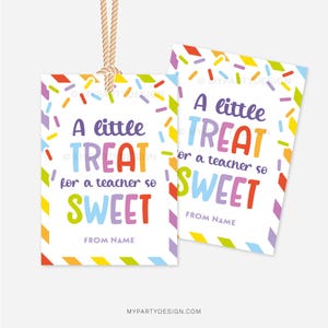 Treat for Teacher so Sweet Gift Tag, Candy Chocolate Sweets Thank You ...