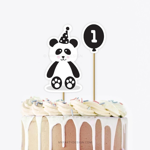 Panda Cake Topper, Panda Birthday Party Printables, Cake Decorations ...