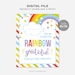 Rainbow Appreciation Sign, Over the Rainbow Grateful Print for Teachers ...