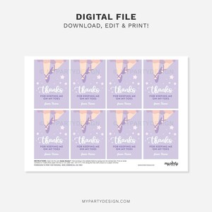 Ballet Teacher Thank You Tag, Thanks for Keeping Me on My Toes Label ...