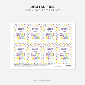 Here's to a Sweet Year Tag, Back to School Gift Label, First Day of ...