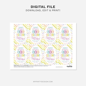 Eggcellent Team Member Easter Tag, Easter Favor Tags for Work, Team ...