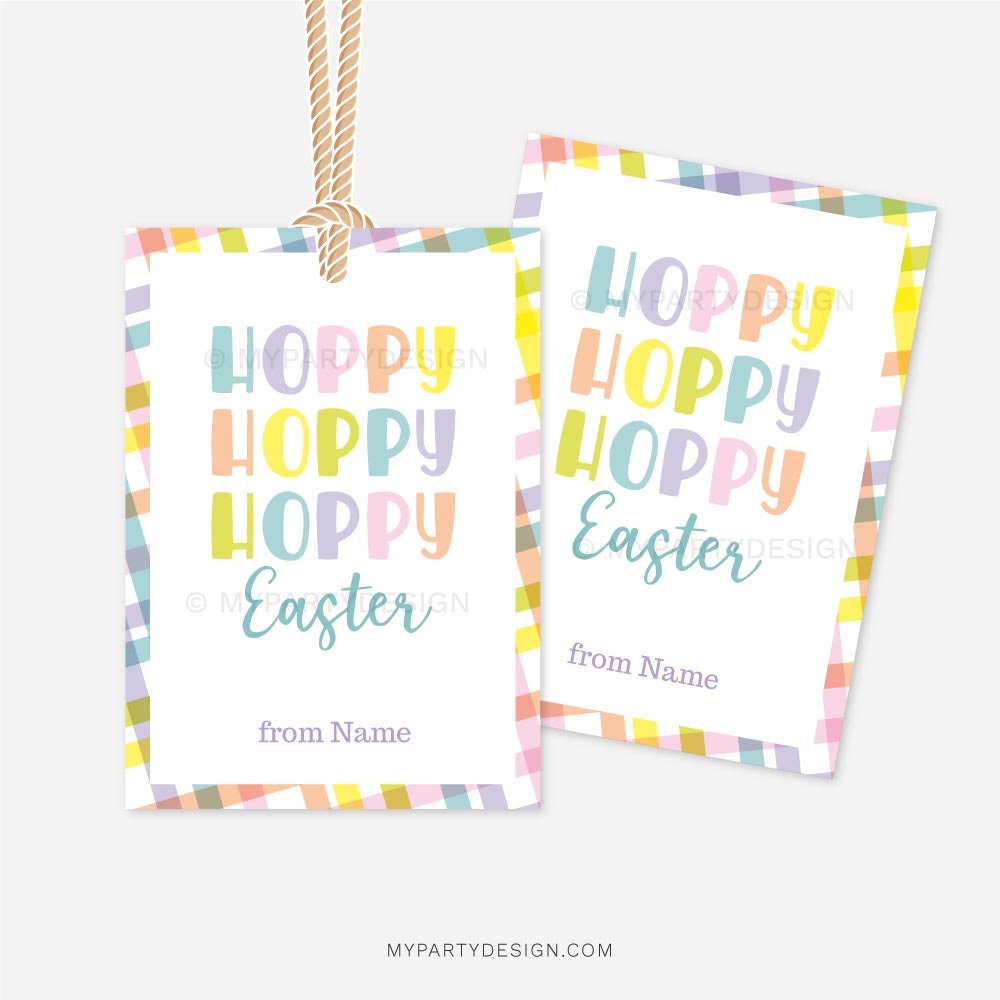Hoppy Hoppy Easter Tag, Happy Easter Favor Gift Tags for Easter Basket ...