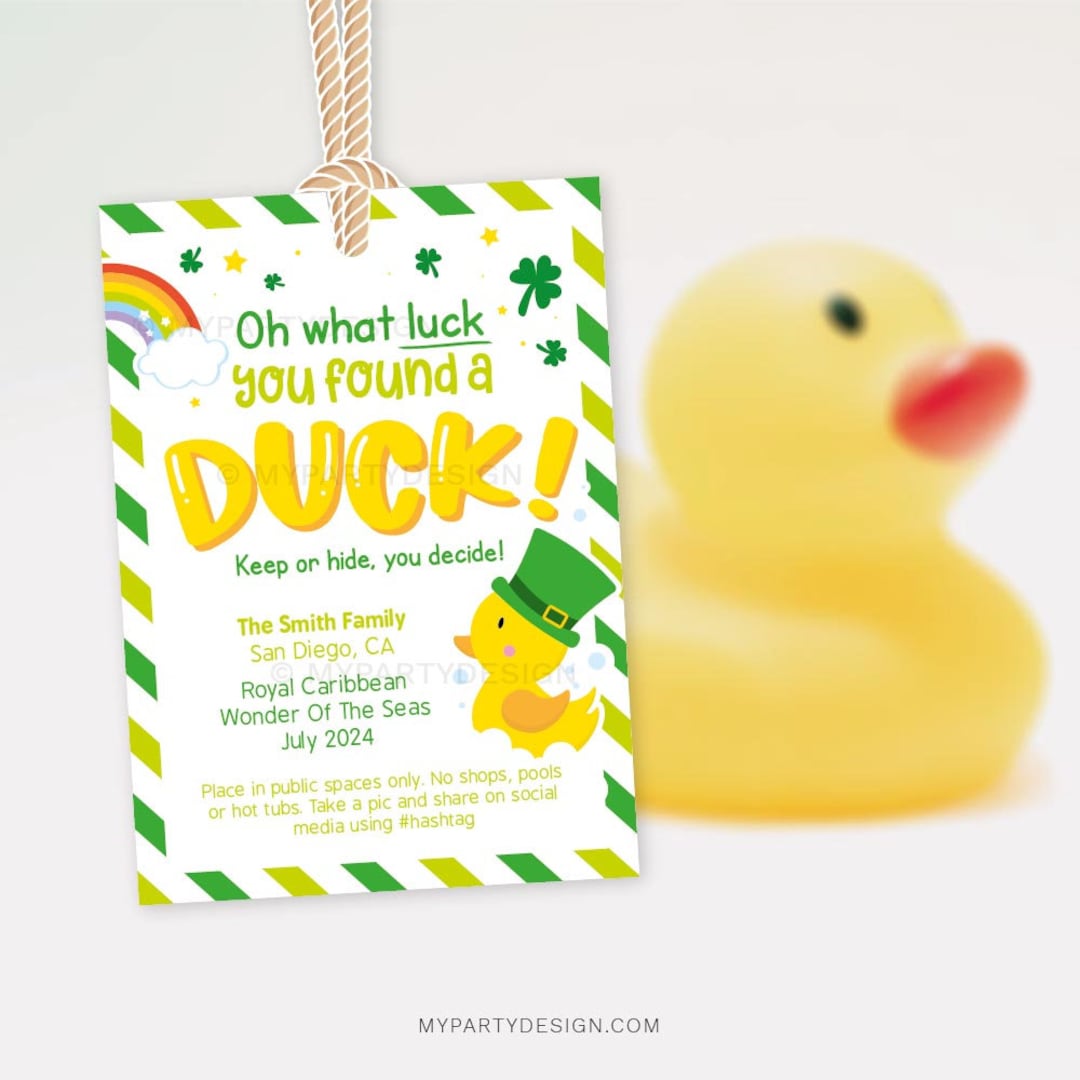 St Patricks Cruise Ducks Tags, Lucky You Found a Duck Tag for Cruising ...