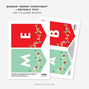 Christmas Banner, Festive Party Bunting, Merry Christmas Printables ...
