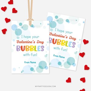 Bubbles Valentine's Day Tag, Kids Valentine Cards for Classroom, Bubble ...