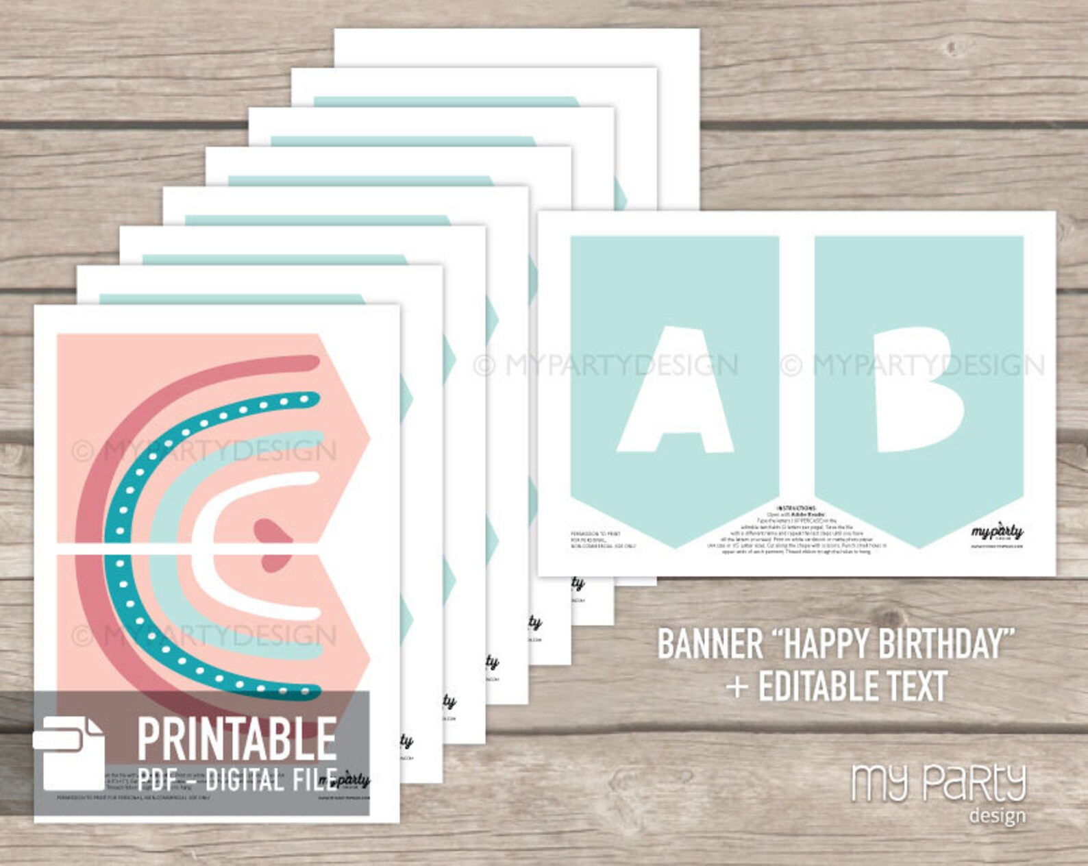 Boho Rainbow Birthday Banner Rainbow Party Bunting Boho | Etsy