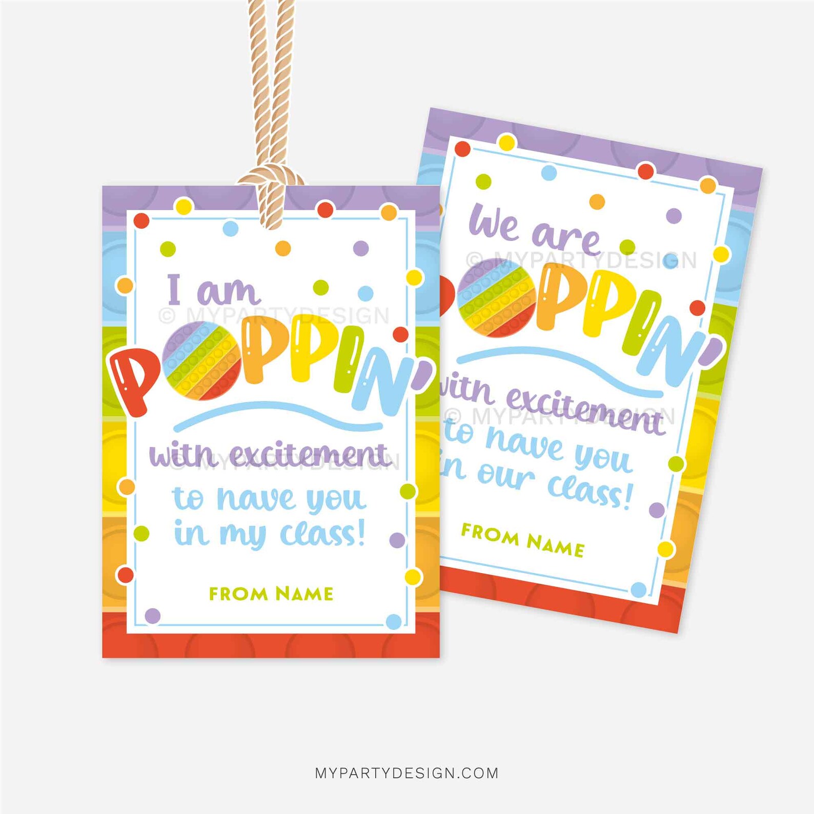 Poppin With Excitement Tag, Pop Back to School Gift Tags, Pop Fidget ...