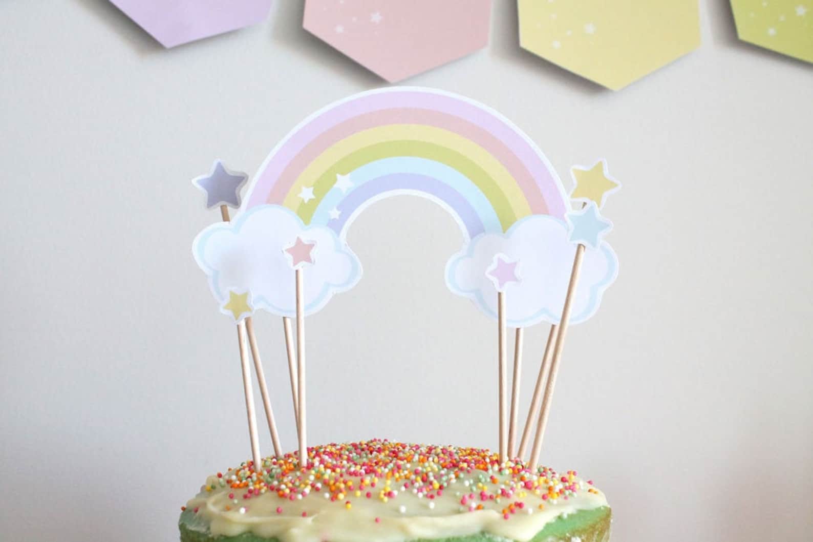 Rainbow Cake Topper Pastel Rainbow Party Toppers Rainbow - Etsy Canada