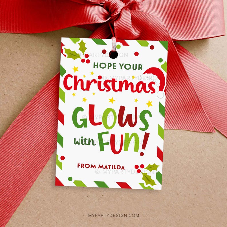 Christmas Glows With Fun Gift Tag, School Holiday Class Gifts Label ...
