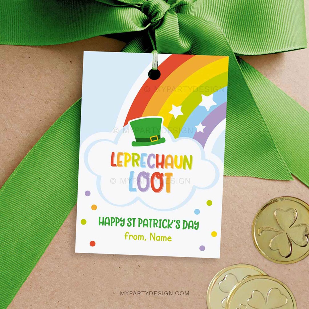 Leprechaun Loot Tag, St Patrick's Day Label, Kids Rainbow Cards for ...