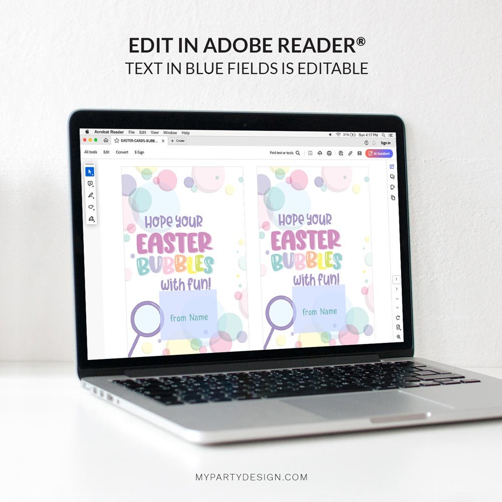 Easter Bubbles With Fun Card, Kids Easter Mini Bubble Wands Tags for ...