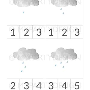 Weather Counting Cards, Rain Drop Clip Cards, Learn the Numbers ...