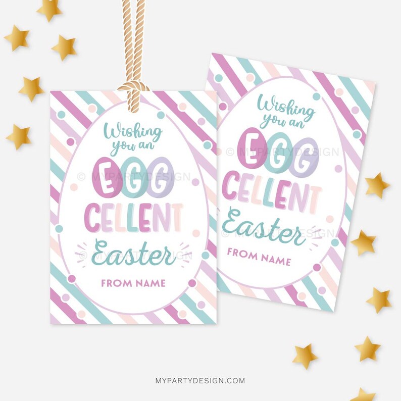 Eggcellent Easter Tag, Easter Thank You Gift Tags, Easter Basket Label ...