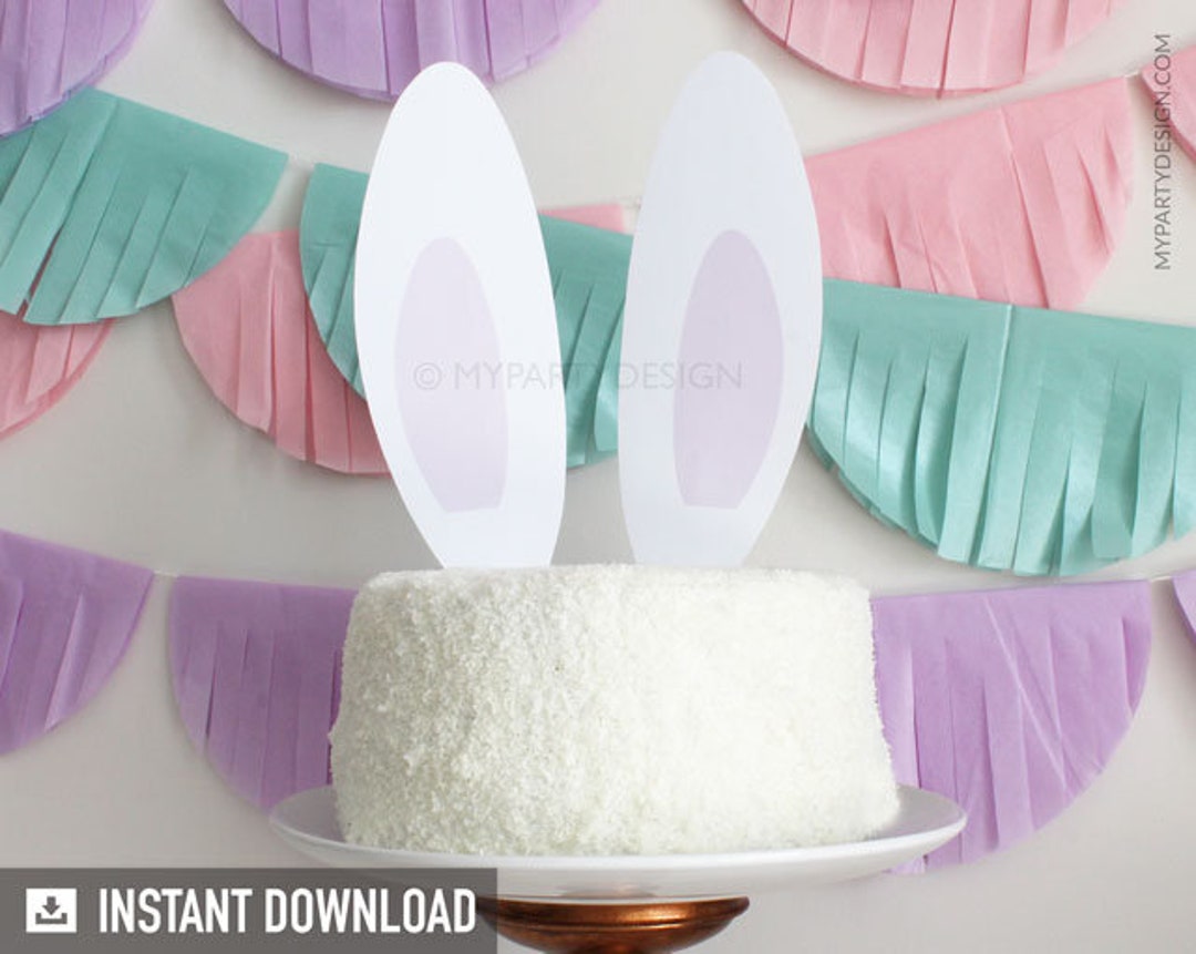 Bunny Cake Topper, Bunny Ears Cake Decor, Easter Party Decor, Rabbit ...