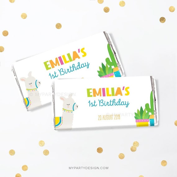 Llama Chocolate Wrappers, Alpaca Candy Labels, Mexican Birthday Fiesta ...