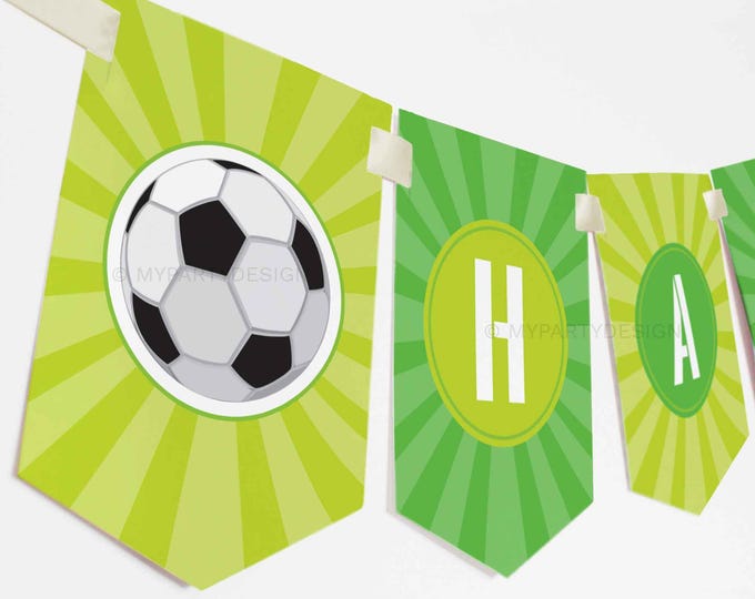 SELF EDITABLE Soccer Birthday Banner. Boy Sports Bunting Banner Decor ...