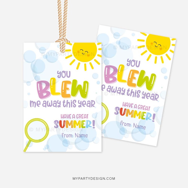 You Blew Me Away Summer Tag, End of School Year Bubbles Gift From ...