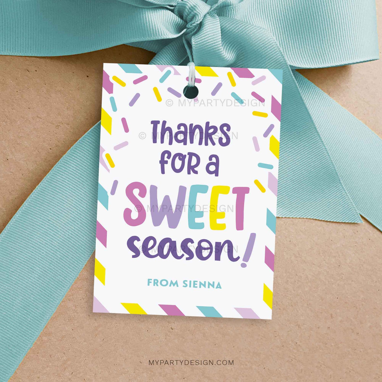 Thanks for a Sweet Season Gift Tag, End of Year Encouragement Label for ...