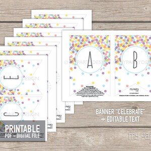 Confetti Banner, Birthday Party Bunting, Printable Sprinkles Party ...
