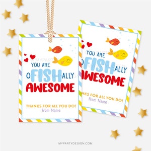 O Fish Ally Awesome Gift Tag, Goldfish Thank You Label, School Staff ...
