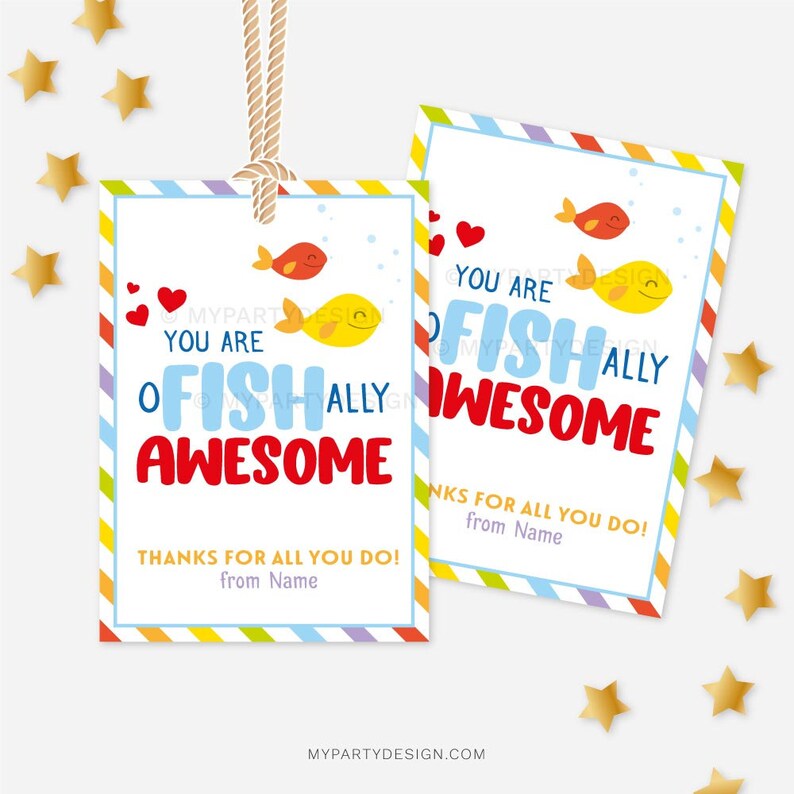 O Fish Ally Awesome Gift Tag Goldfish Thank You Label School - Etsy