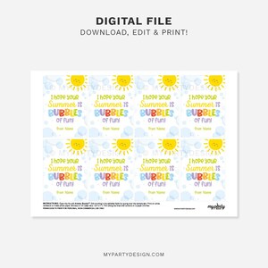 Bubbles of Fun Summer Gift Tag, End of School Year Bubble Wand Gift ...