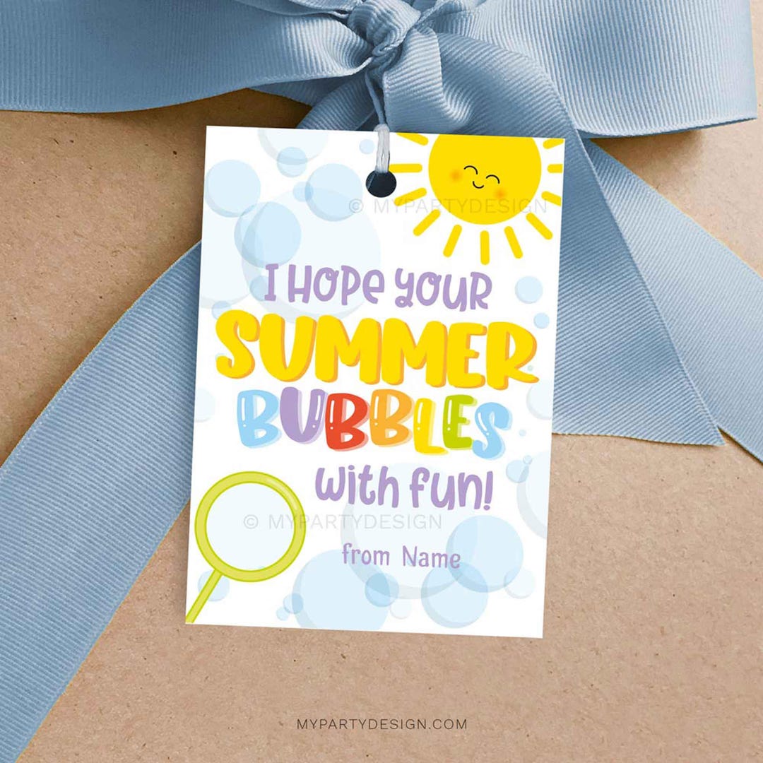 Summer Bubbles With Fun Gift Tag, End of School Year Class Gift From ...