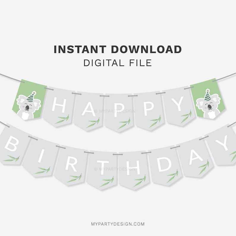 Koala Birthday Banner Party Bunting Australian Animal - Etsy