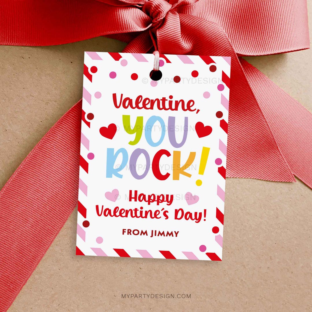 You Rock Valentines Gift Tags, Rock Candy or Music Valentine's Day ...