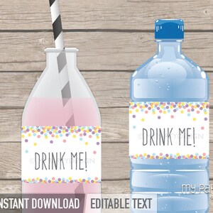 Confetti Party Bottle Labels, Sprinkles Party Decorations INSTANT ...