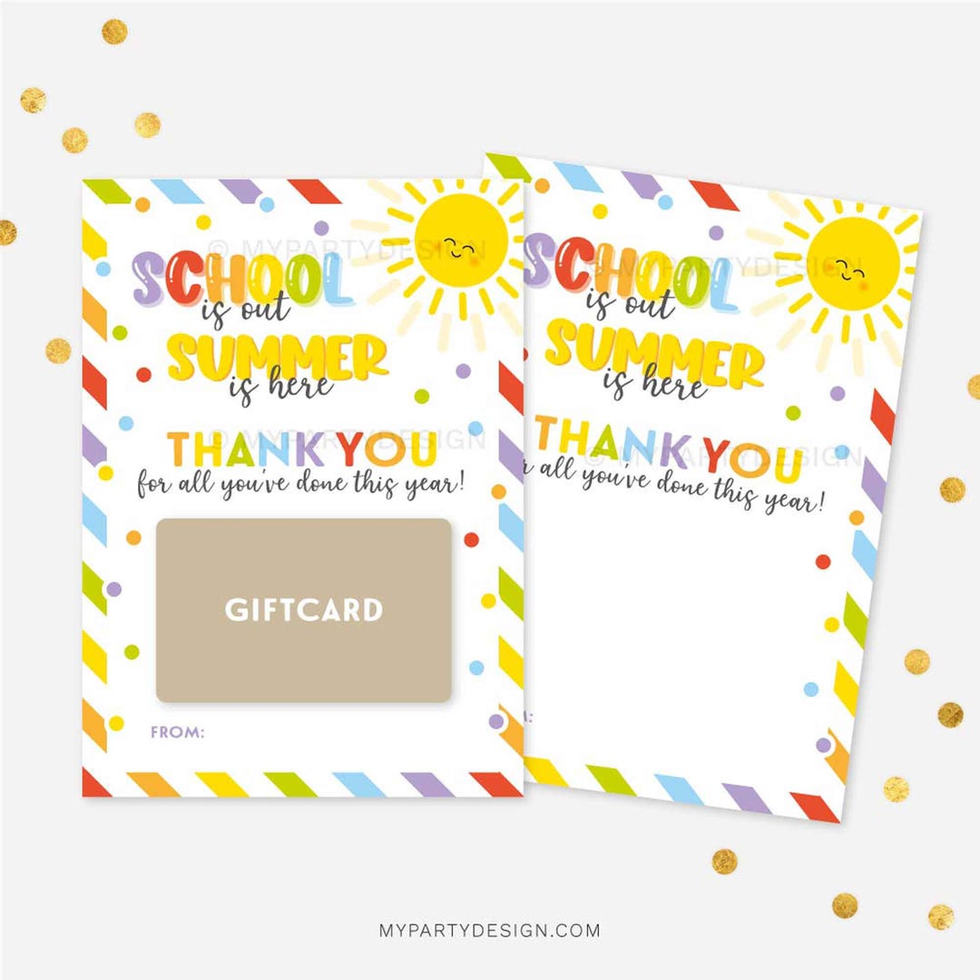 End of School Gift Card Holder for Teachers or Support Staff, Summer ...