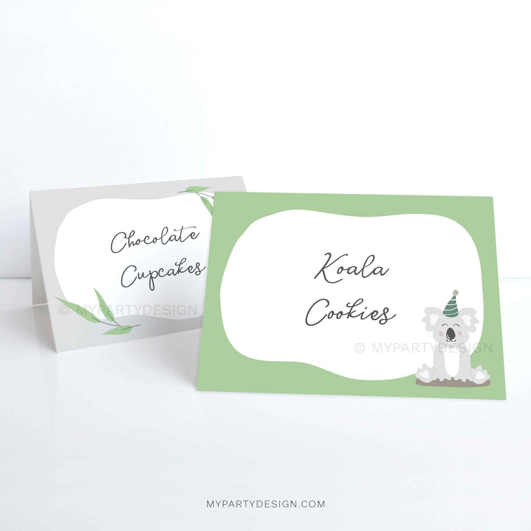 Koala Tent Labels, Party Printables, Koala Birthday Decorations, Food ...