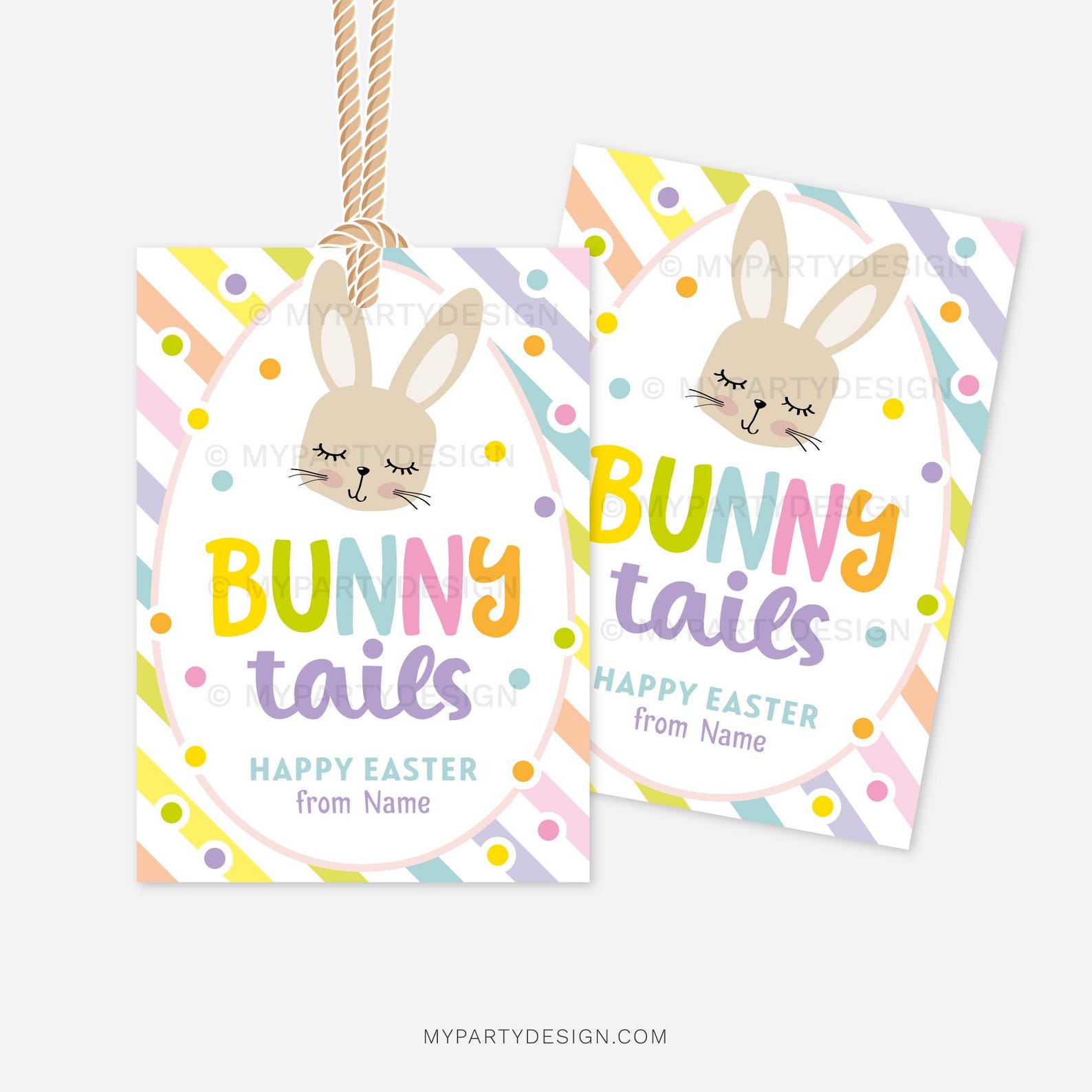 Bunny Tails Easter Gift Tag, Happy Easter Labels for Students or Kids ...