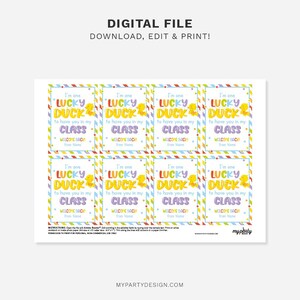 Lucky Duck to Have You in My Class Tag, Back to School Gift Label ...