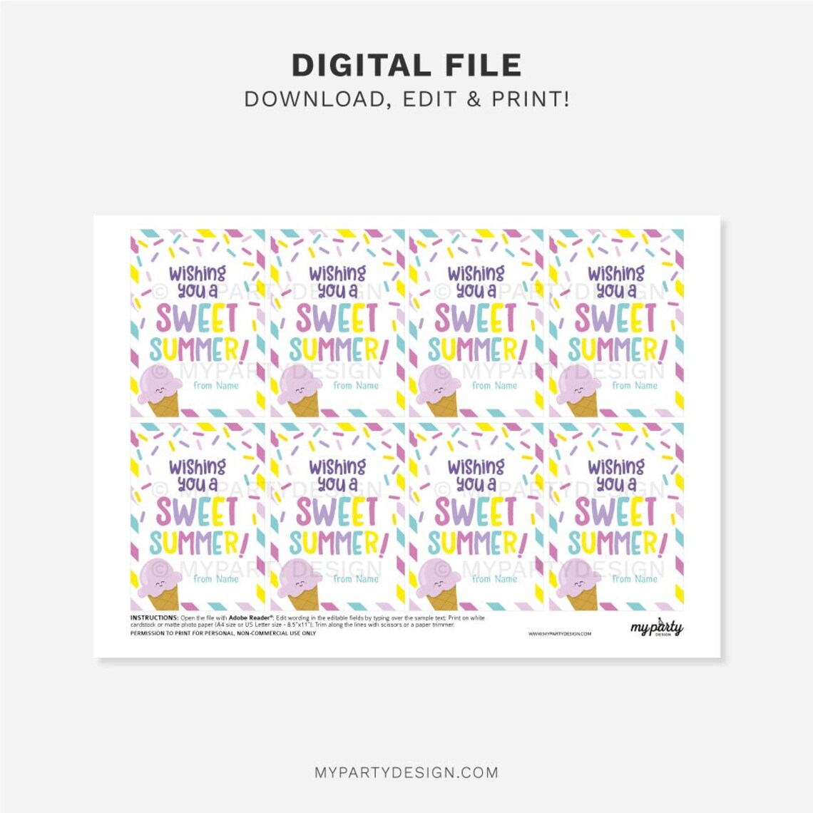 Wishing You a Sweet Summer Tag, End of School Year Gift for Teacher or ...