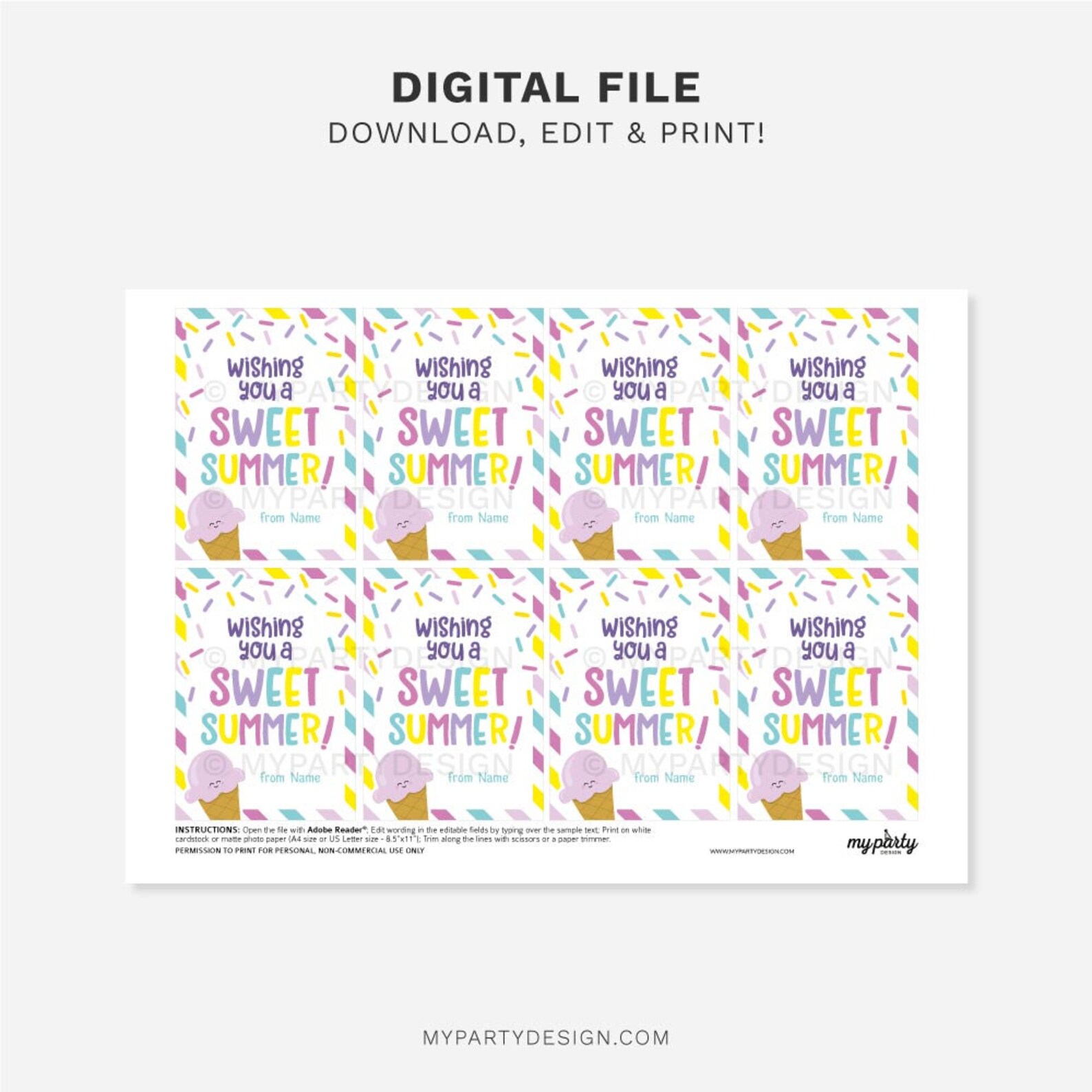 Wishing You a Sweet Summer Tag, End of School Year Gift for Teacher or ...
