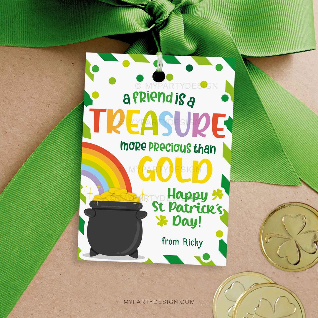 St Patrick's Day Gift Tag, A Friend is a Treasure More Precious Than ...